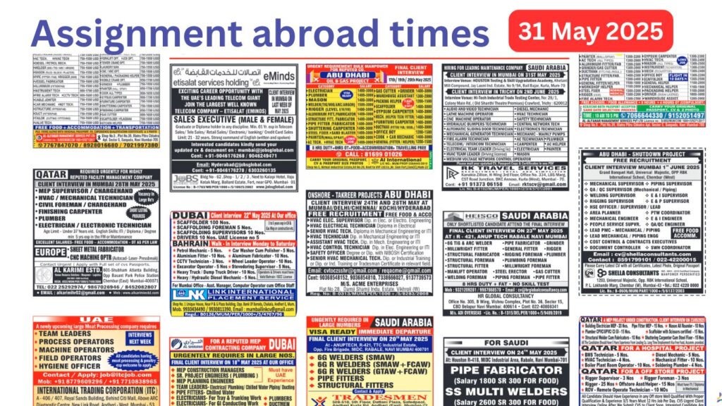 Assignment Abroad Times PDF Today Newspaper, 31 May 2025